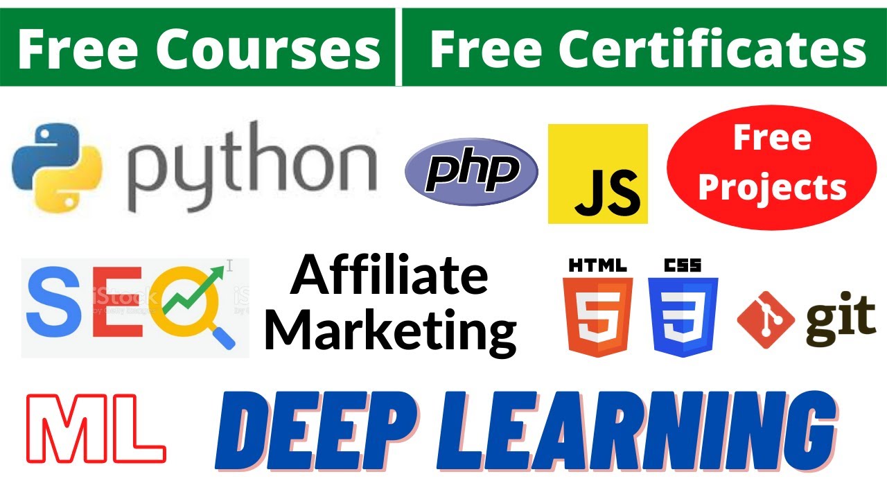 Udemy Free Certificate Courses HTML CSS JS PHP | Python R Deep Learning ML Project Online Classes