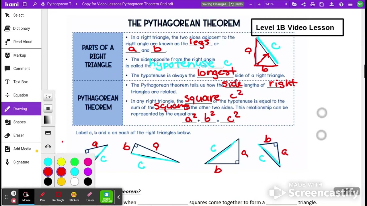 Pythagorean Theorem Video Lesson Level 1B.pdf