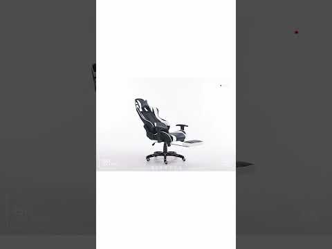 Black and White Comfort Gaming Chair with Footrest and Armrests#gamingchair #officechair #furniture