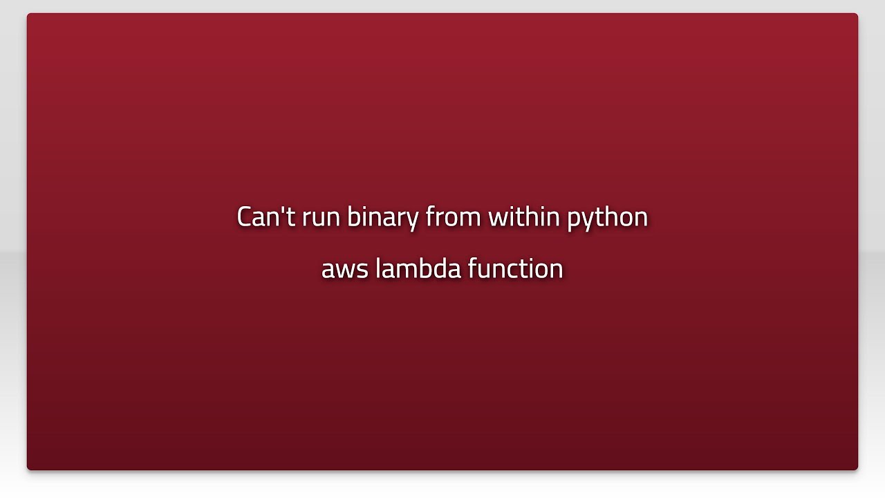 Can't run binary from within python aws lambda function