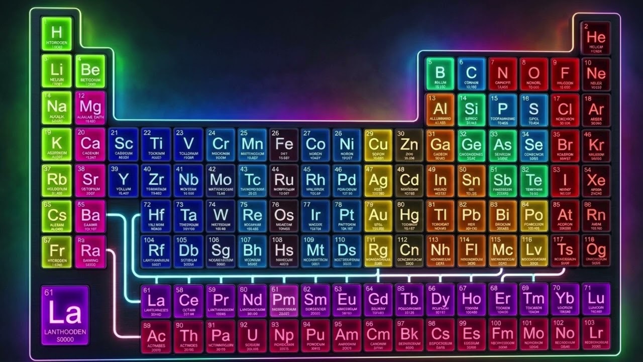 Periodic Table in Neon Colors | wallpaper | screensaver | TV screensaver | protector de pantalla