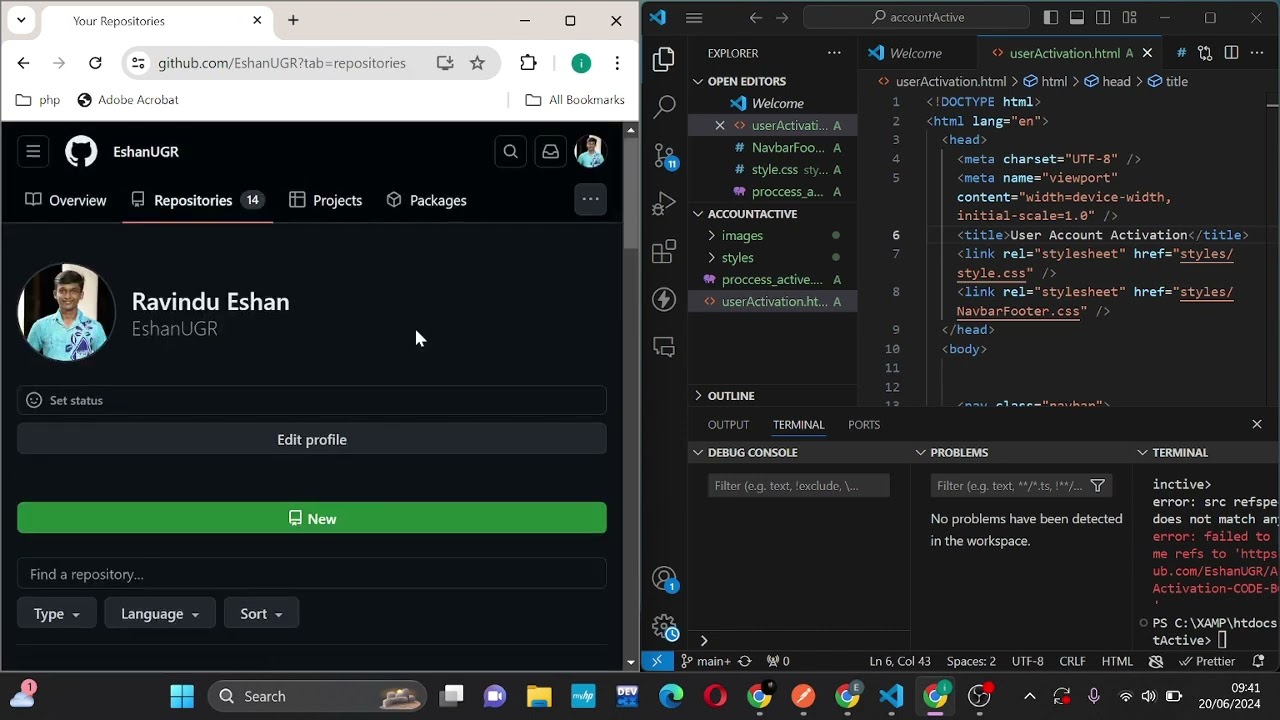 PHP crud application account activation  how to push to the github  first commit .Part-02