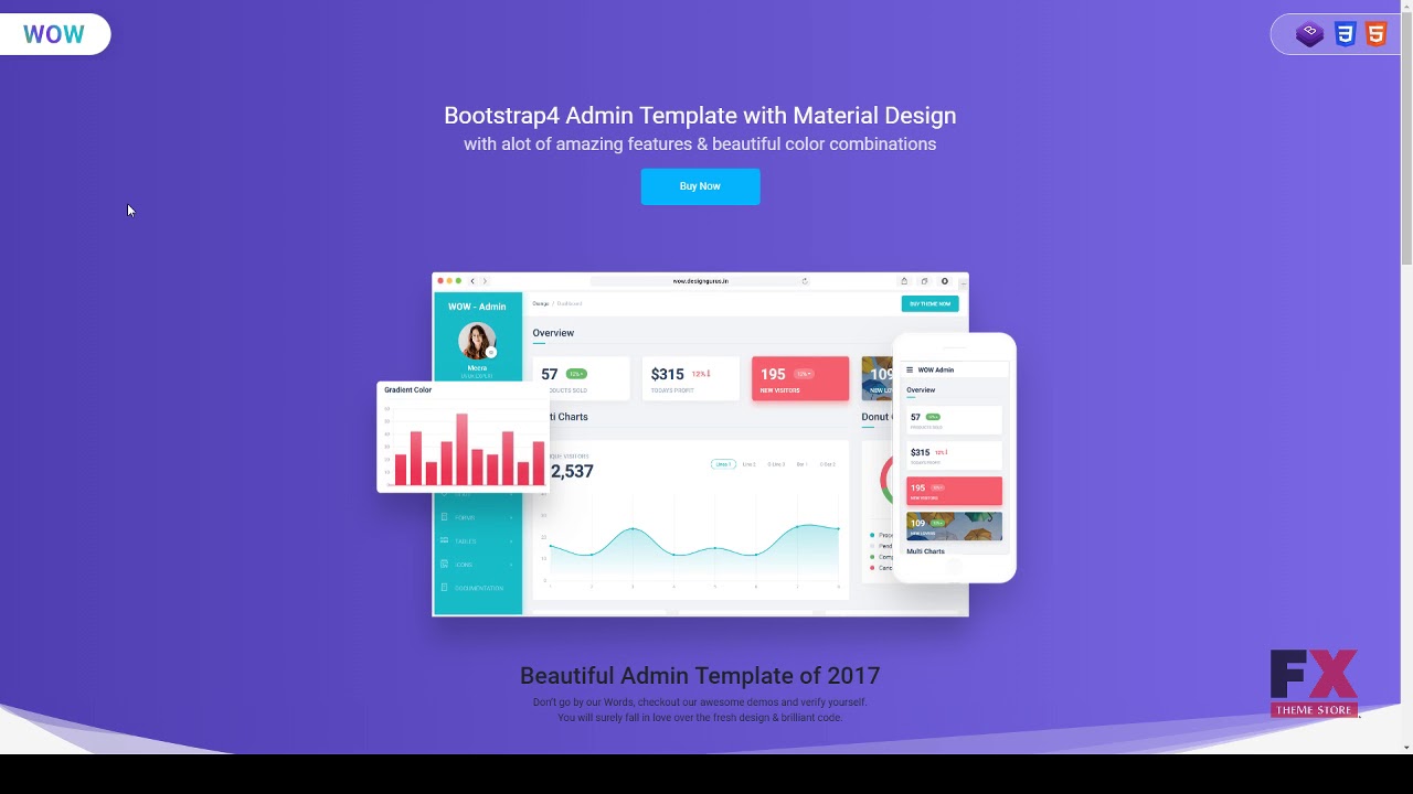 WOW - Admin Template Bootstrap 4 with material design        Duncan T