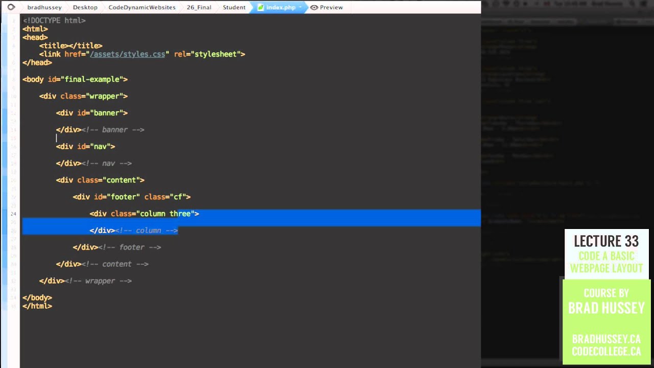 Basic Layout [#33] Code Dynamic Websites with PHP