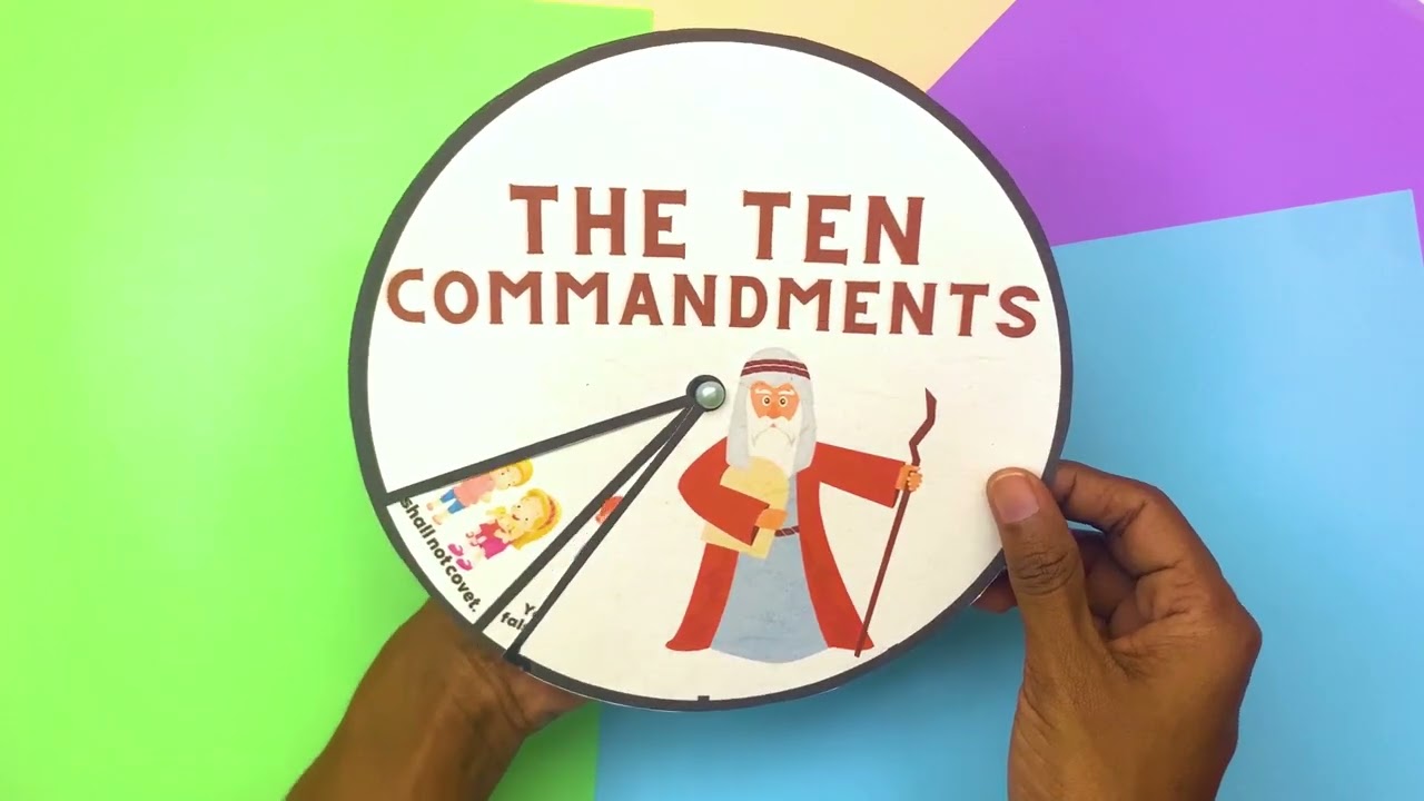 , The ten commandments, spinner wheel, Sunday school craft, bible activity for kids, old testament