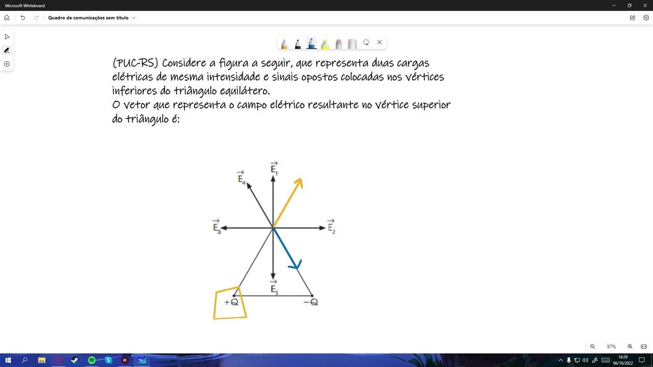 (PUC-RS) Considere a figura a seguir, que representa duas cargas elétricas de mesma intensidade