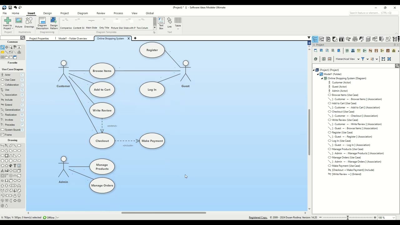 UML Use Case Diagram in Software Ideas Modeler