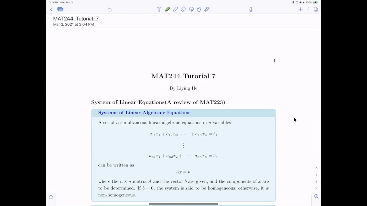 MAT244 Tutorial 7