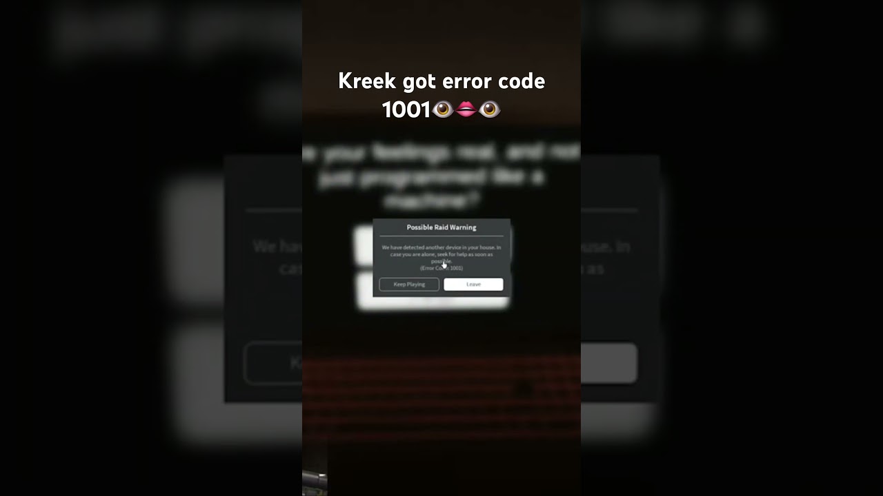 Kreek got error code 1001 👁️👄👁️#roblox #kreekcraft