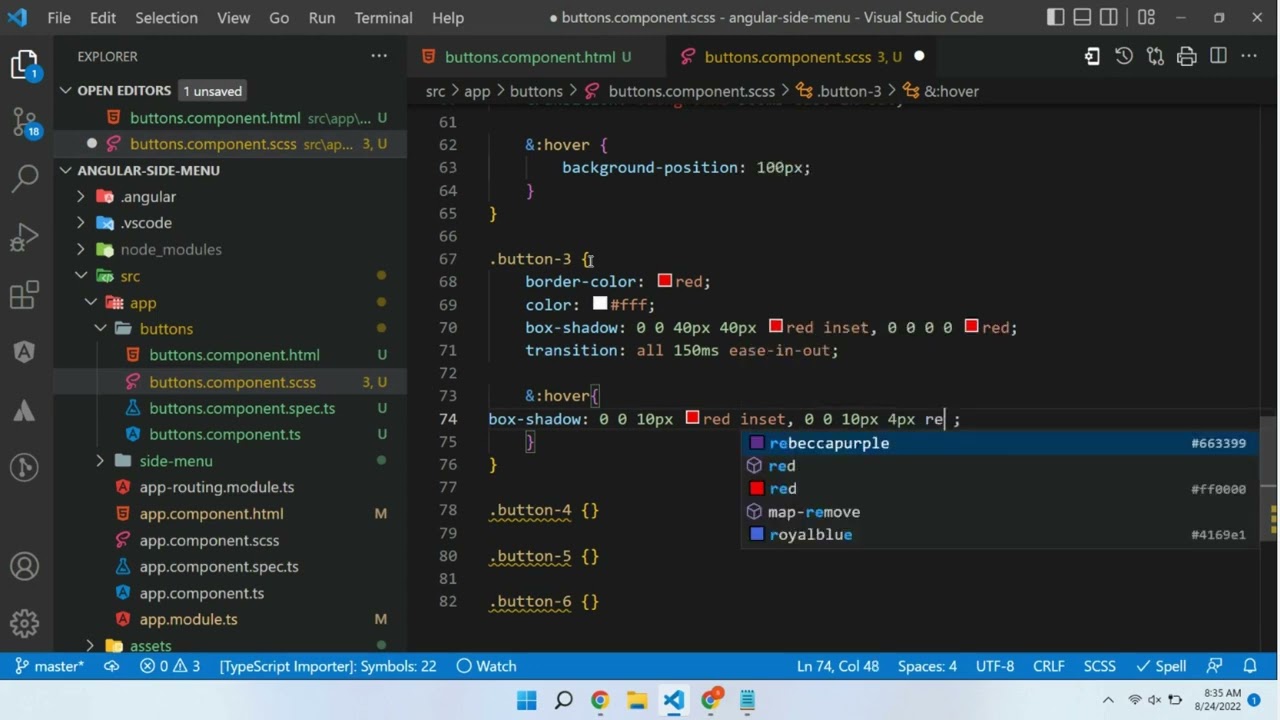 Styling buttons in angular part-3