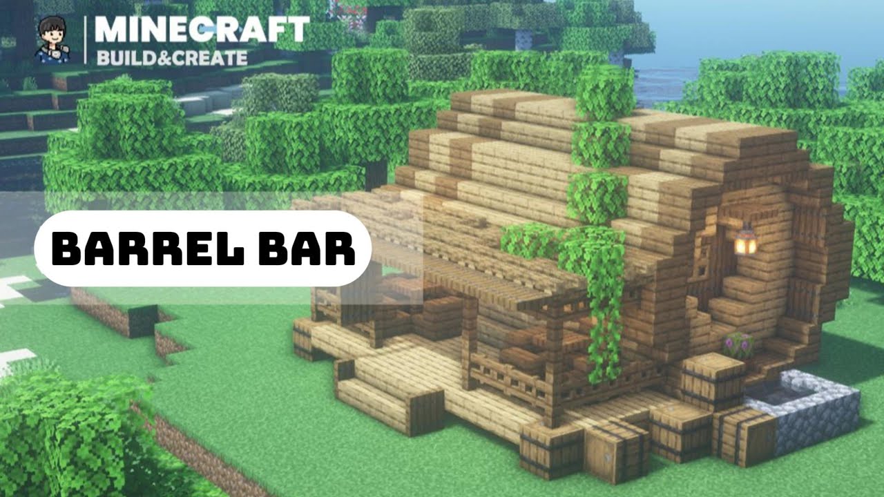 Minecraft Barrel Pub Tutorial - Build a Cozy Wooden Bar!