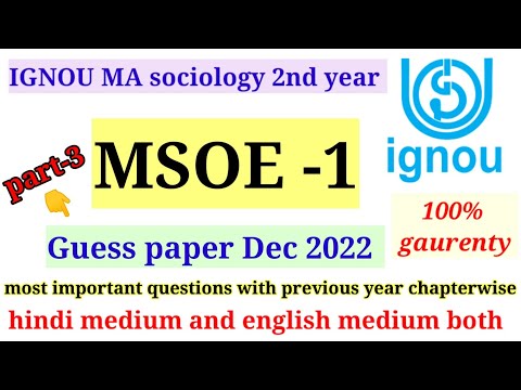 IGNOU MSOE -1(MA sociology) guess paper December 2022
