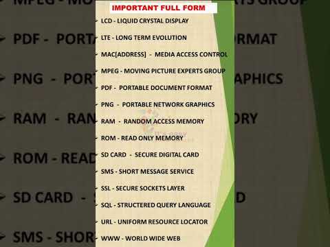 Full Form SQL/SMS/RAM/ROM/PNG/PDF #GK #English