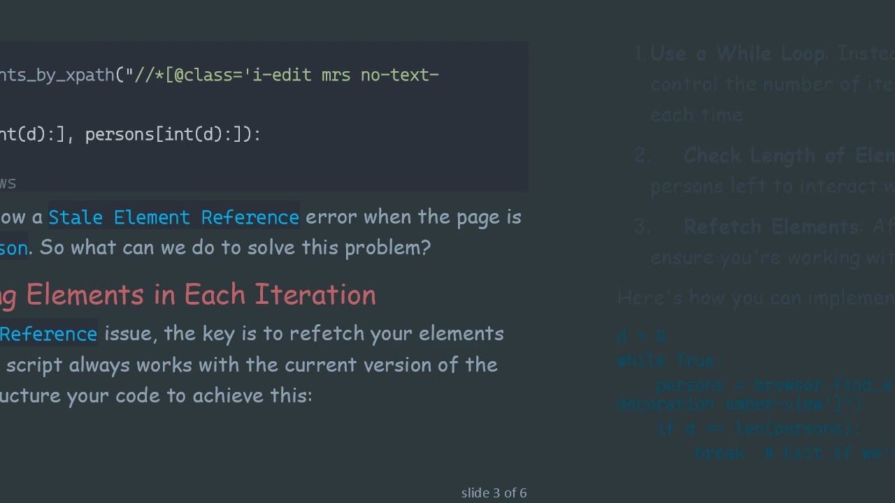 How to Fix Stale Element Reference Errors in Python Selenium Loops