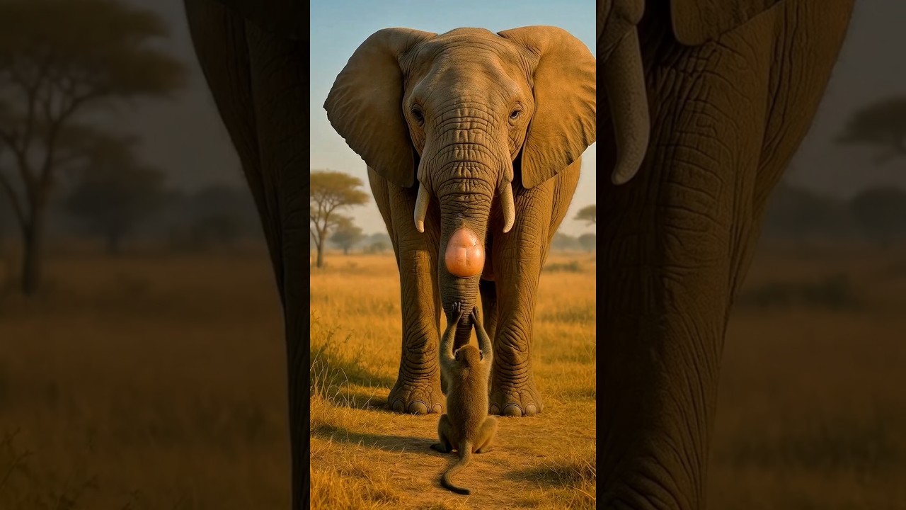 Elephant freed by a friend 🐒🐘