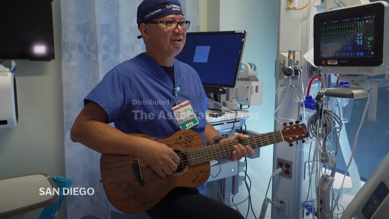His live music echoes through the hospital to help ease the pain