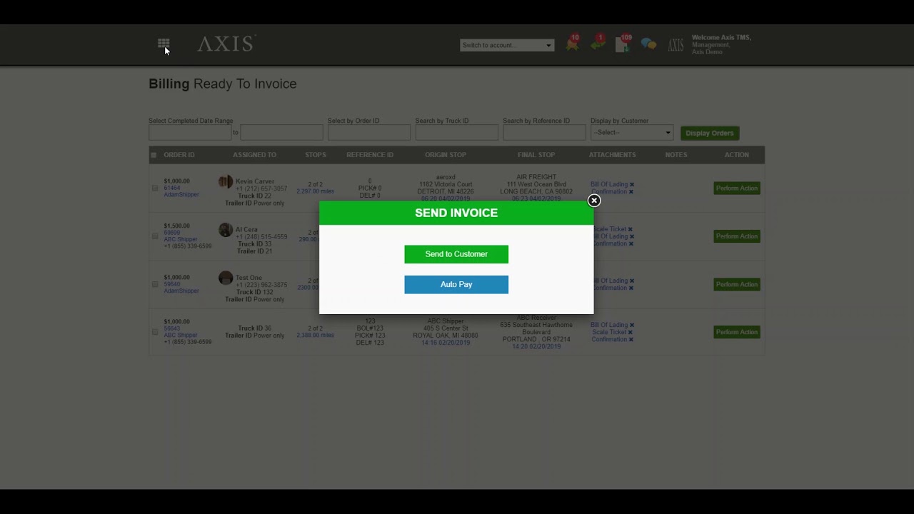 Axis TMS | Axis TFS Autopay Overview