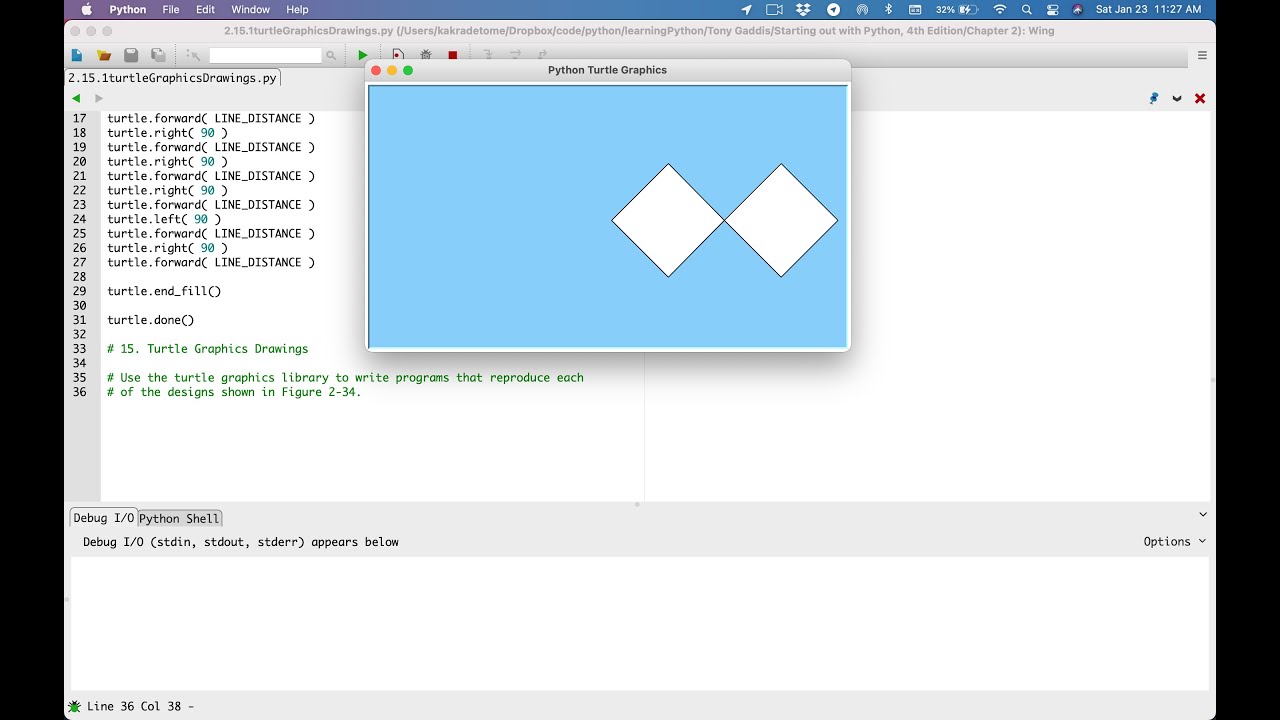 2.15.1. (Part 2) Turtle Graphics Drawings (Shape 1) - Python