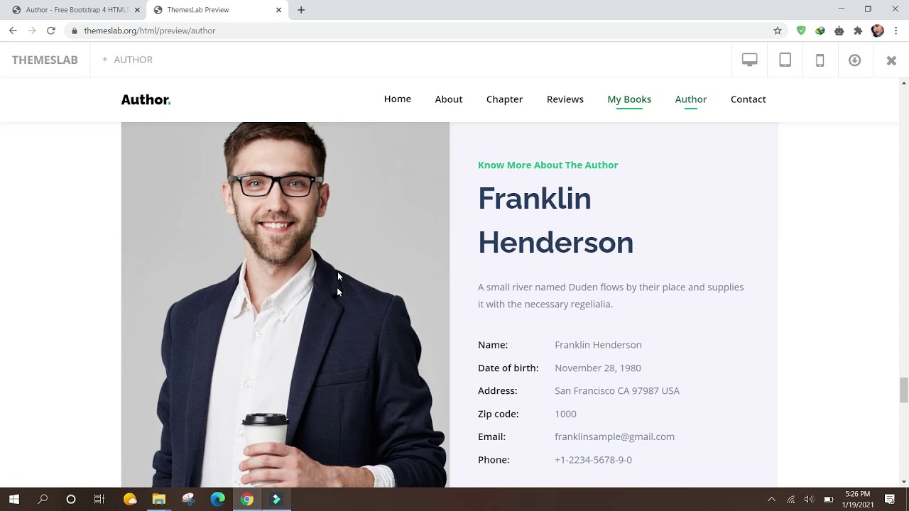 Author: Free Bootstrap 4 HTML5 Portfolio Website Template