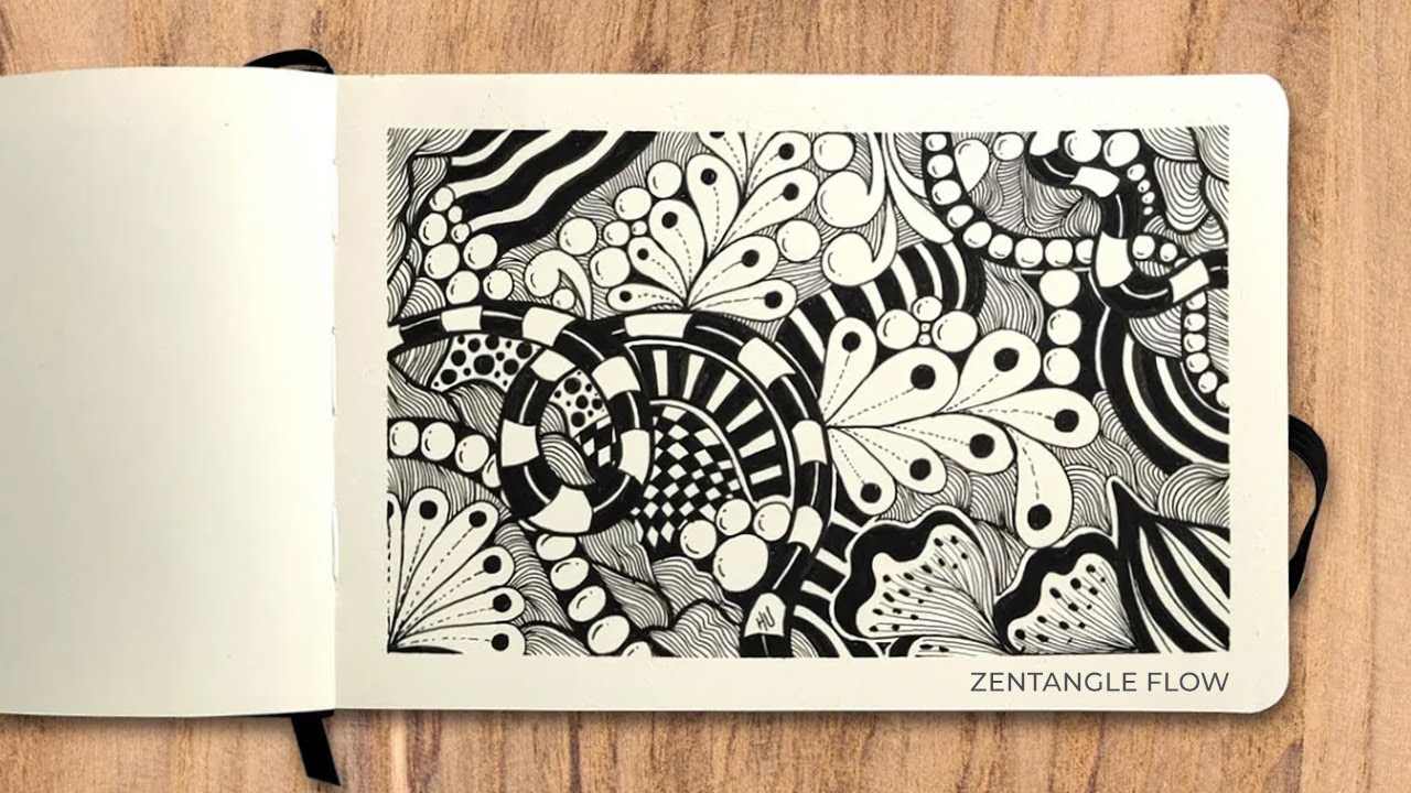 Relaxing Zentangle Art | Easy Black & White Pattern Drawing