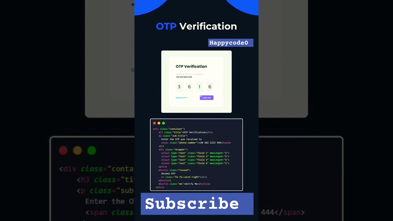 Creating OTP verification code 👽 | #html | #css | #javascript | |#short