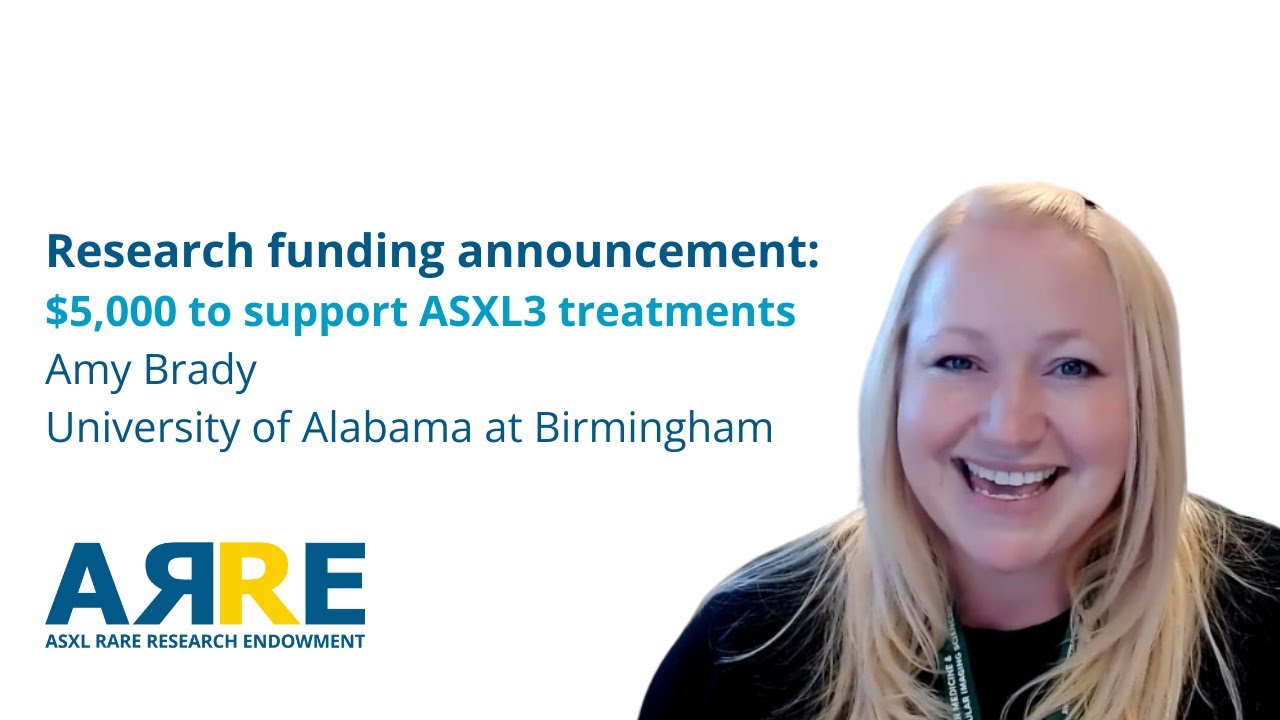 Funding announcement: $5,000 pilot grant to support ASXL3 treatments