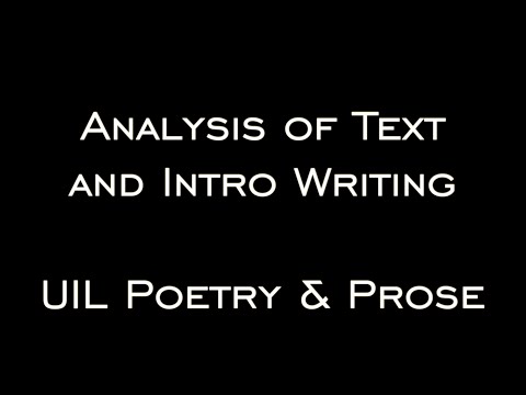 Analysis of Text and Introductions in Prose and Poetry