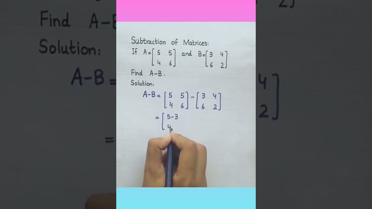 Subtraction of Matrices Class 9
