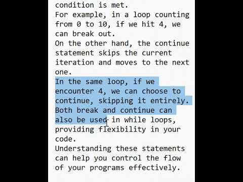 Break and Continue statements | Flutter | Dart #continue #cprogramming