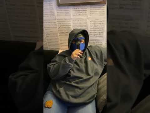 Juul rip in a puppy play mask