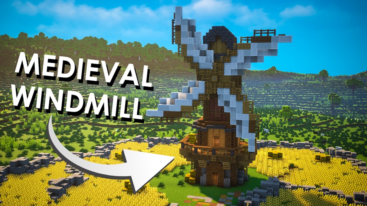 Simple Medieval Windmill Minecraft Build Tutorial
