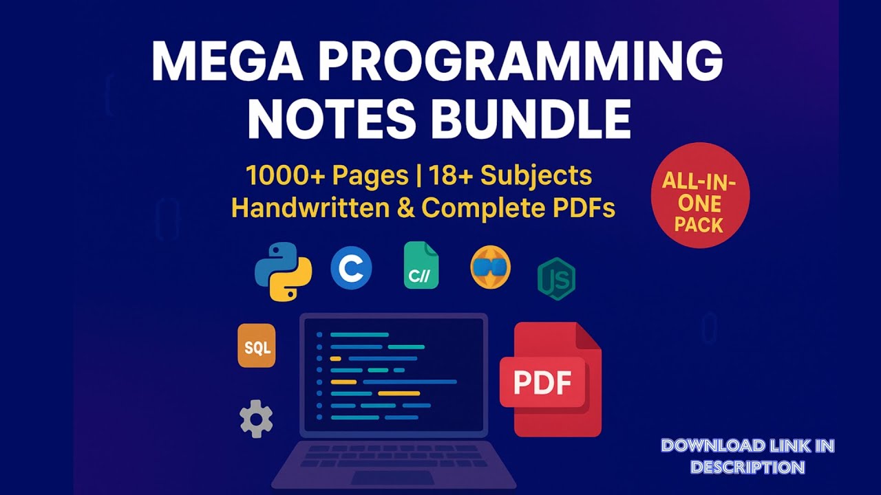 💻 Programming Notes Bundle PDF | C, C++, Python, Java, HTML, SQL & More | Handwritten All Subjects