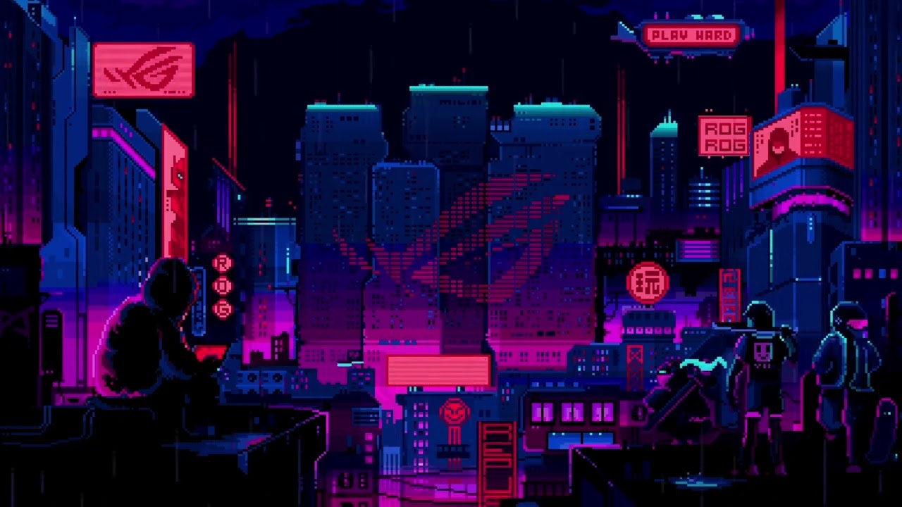 asus rog city pixel free live wallpaper