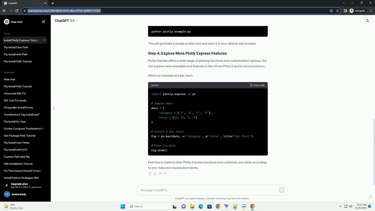 install plotly express pip