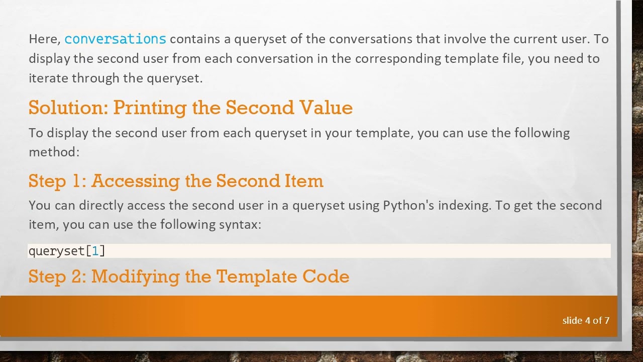 How to Print the Second Value in a Django Queryset?