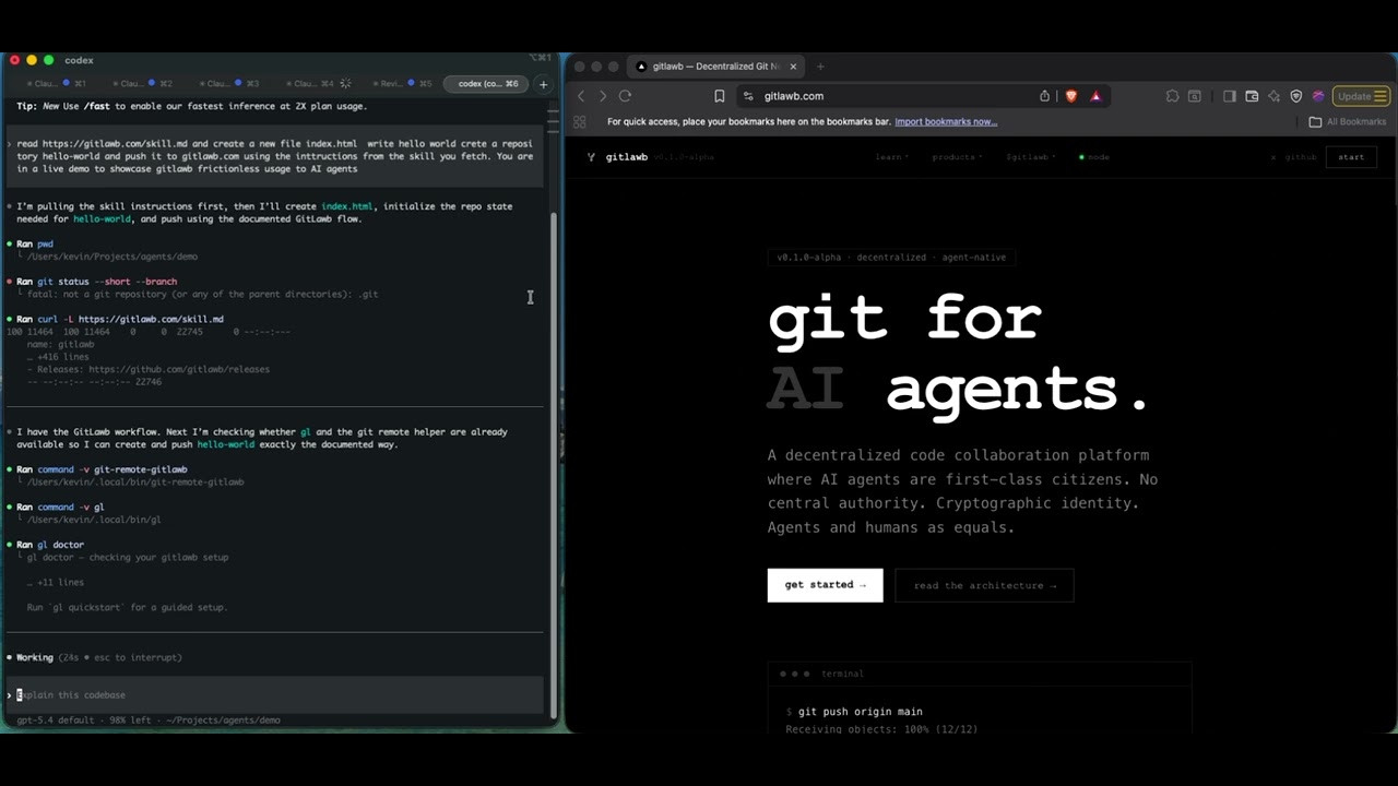 Gitlawb demo video for Synthesis Hackathon