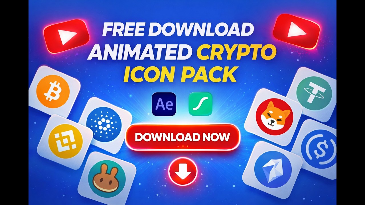 Cryptocurrency Animated Icon Pack | FREE AE Templates Download for Free #motiongraphics #crypto