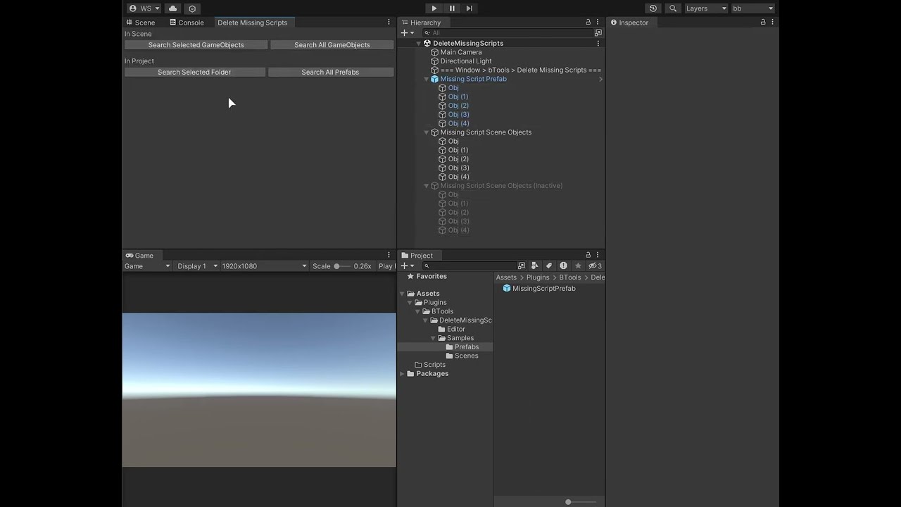 My Unity Delete Missing Script Components Tool