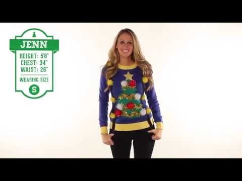 Tacky Christmas Sweater for Women - Ugly Christmas Tree Sweater with Suspenders by Tipsy Elves