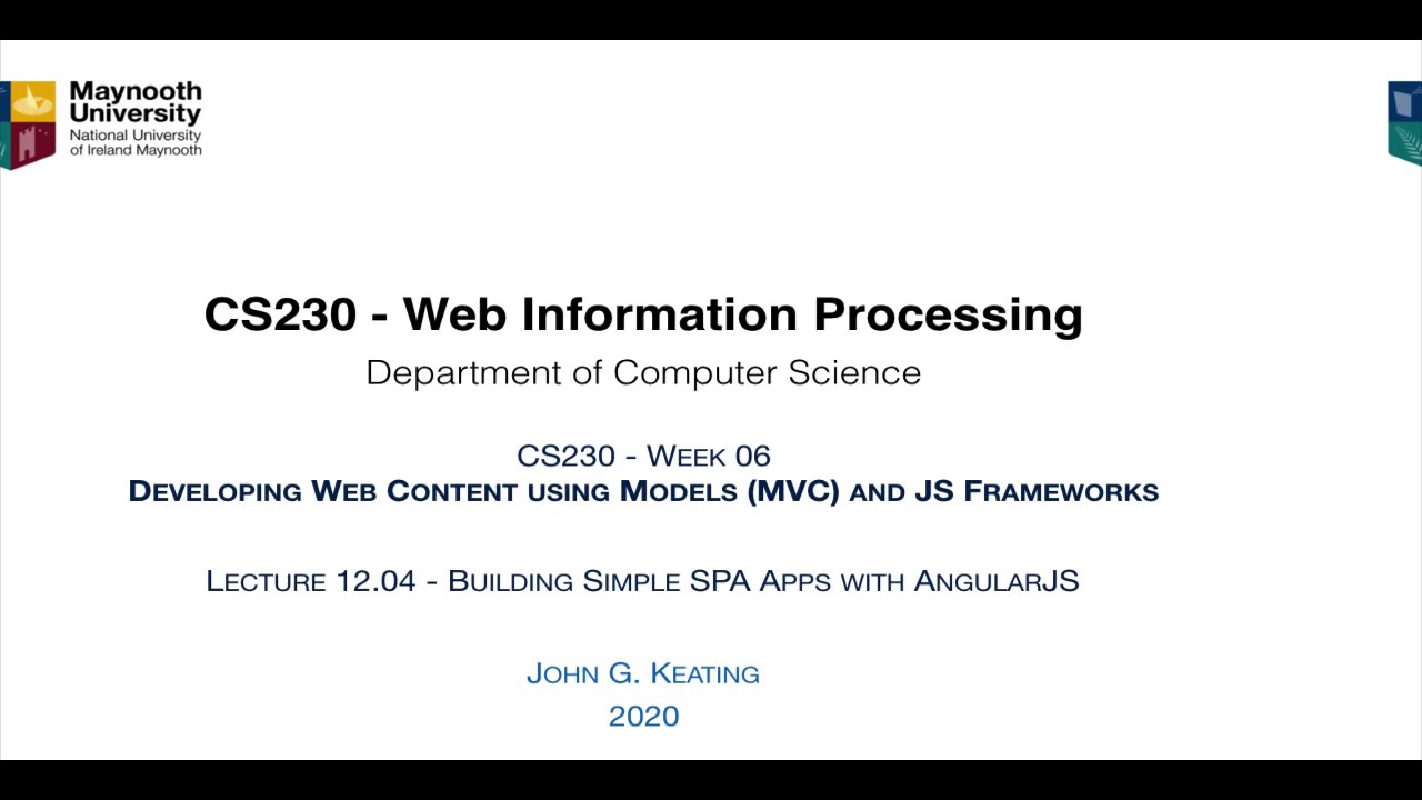 CS230 Lecture 12.04 - Building Simple SPA Apps with AngularJS