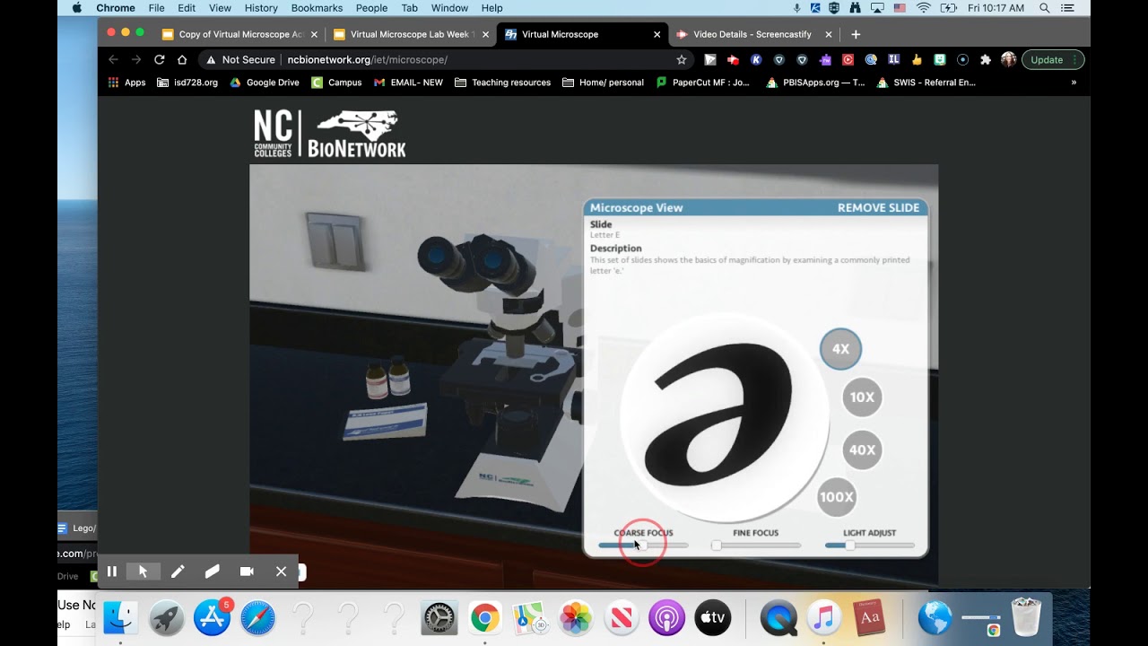 virtual microscope lab letter e lab