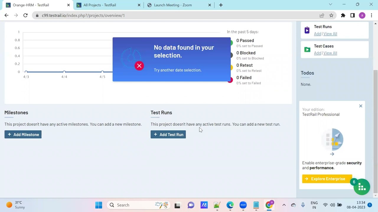 2  - TestRail Project Setup & Dashboard Overview
