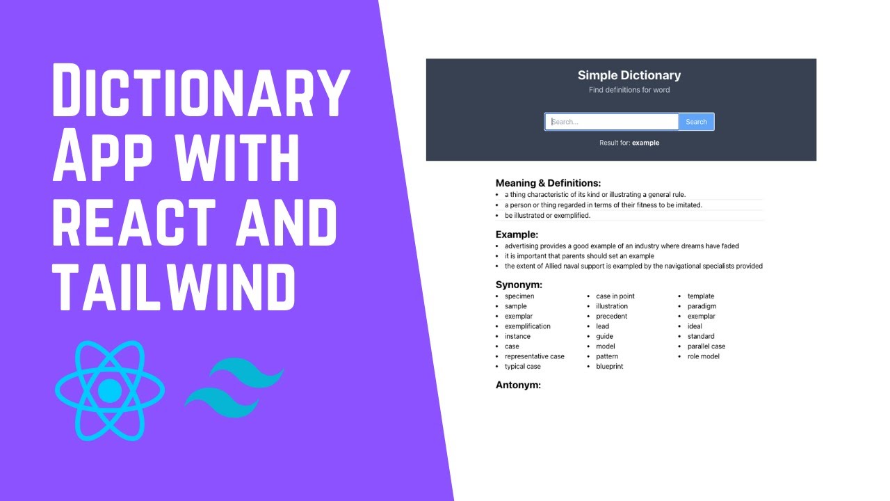 Create a Dictionary with React and Tailwind css - Tutorial