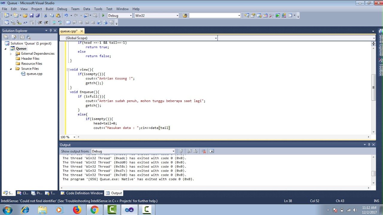 Tutorial Coding Queue pda array - Struktur Data