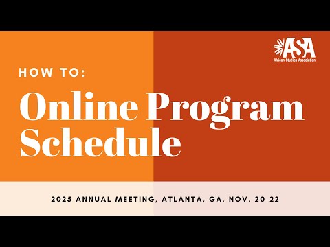 How To: ASA Online Program Schedule