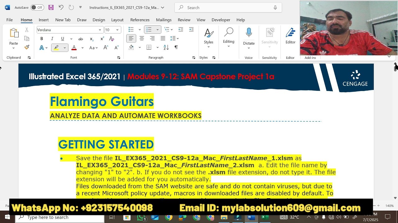 Illustrated Excel 365/2021 Modules 9-12 SAM Capstone Project 1a |  Flamingo Guitars
