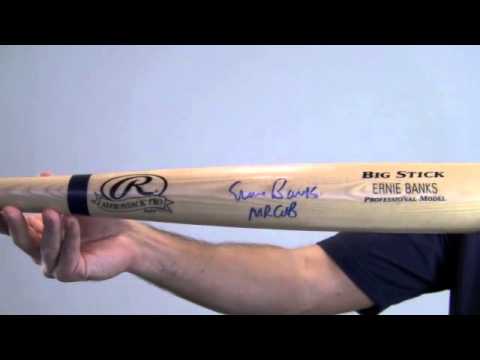 Ernie Banks Autographed Big Stick Bat w/ "MR CUB" - JSA