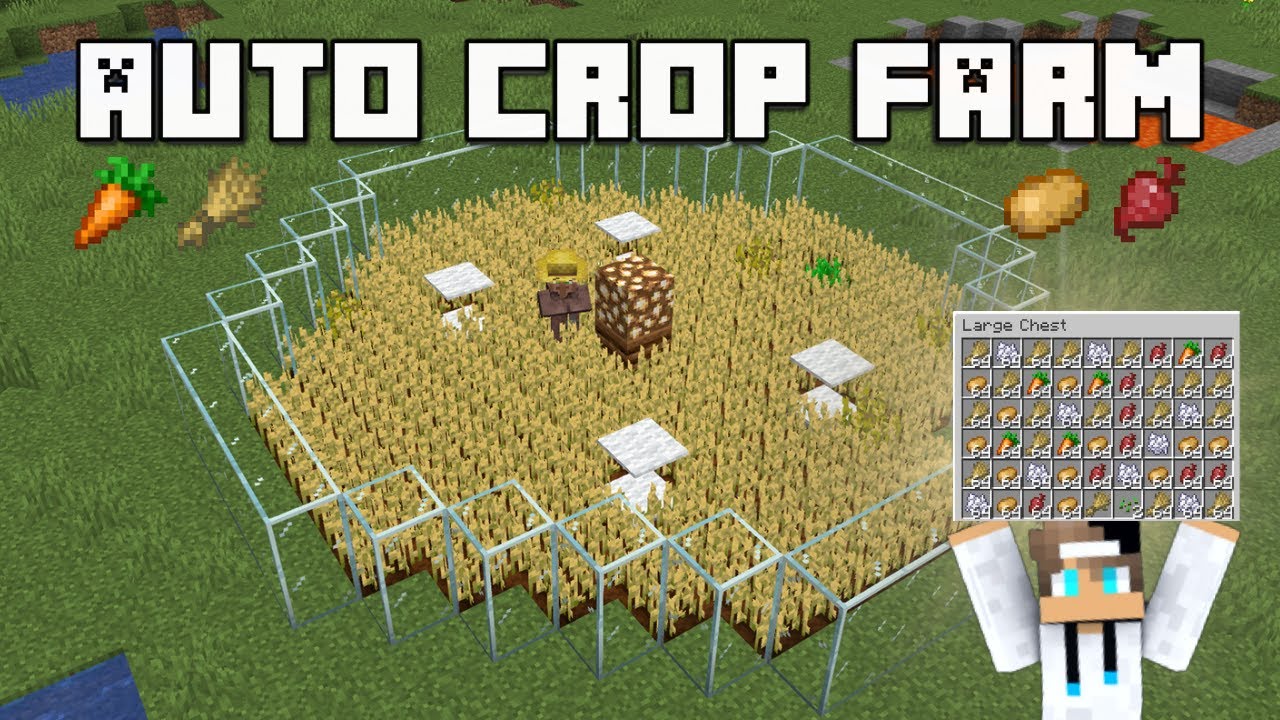 Easy Fully Automatic Crop Farm! Minecraft Java 1.16+
