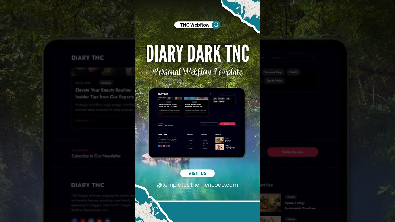 Diary Dark TNC - Personal Webflow Template