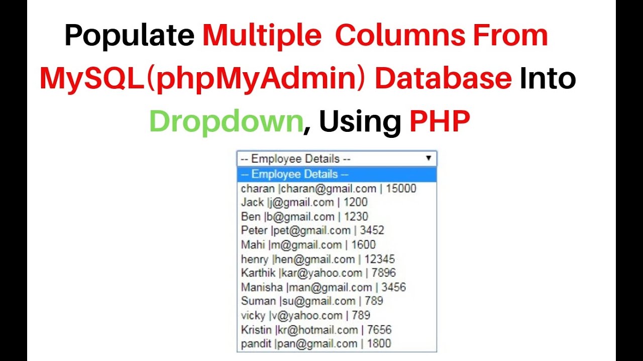 php fill dropdown from mysql (phpmyadmin) database multiple columns